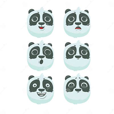 Pack of Panda Facial Expressions Stock Vector - Illustration of shape ...