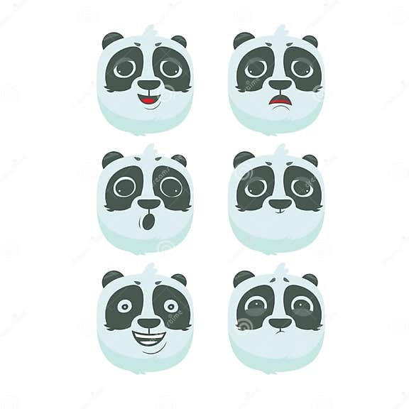 Pack of Panda Facial Expressions Stock Vector - Illustration of shape ...
