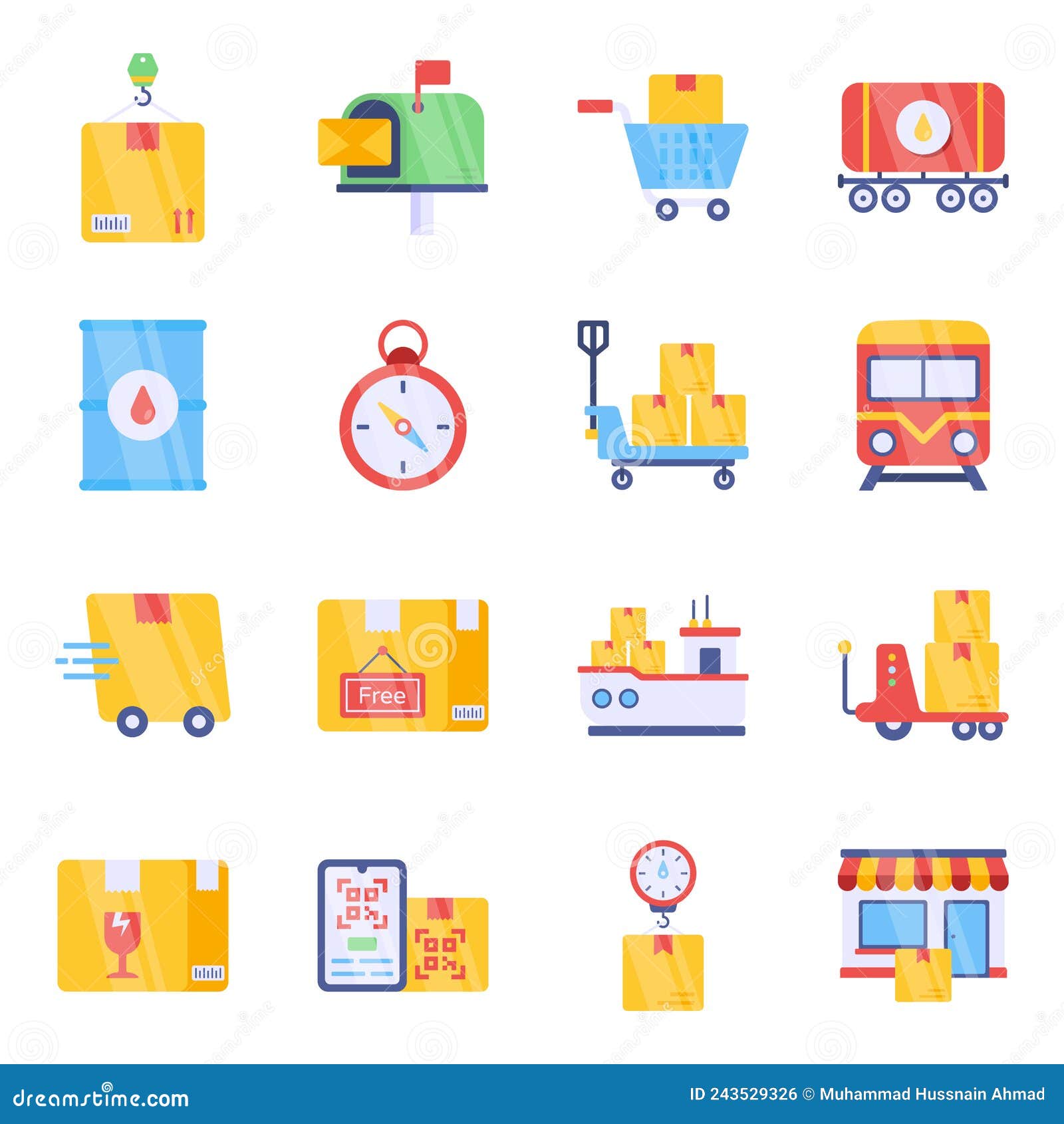 Pack of Parcels Flat Icons stock vector. Illustration of fuel - 243529326