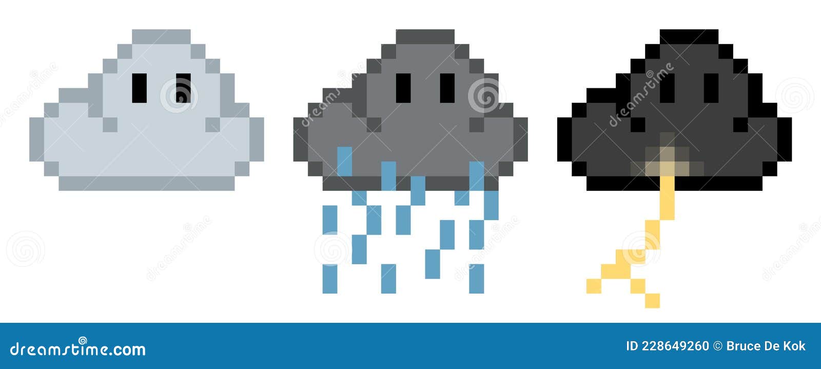 Pack of Pixel Clouds - Vector, Isolated Stock Vector - Illustration of ...