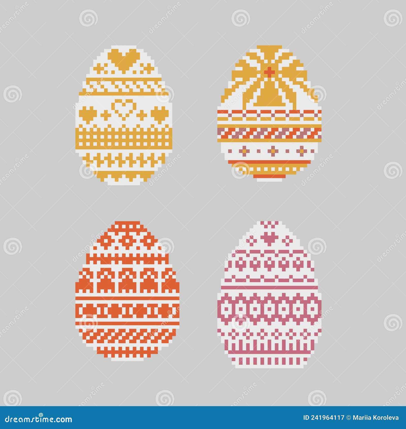 Pack of Pixel Easter Eggs. Cute Pixel Eggs Stock Vector - Illustration ...