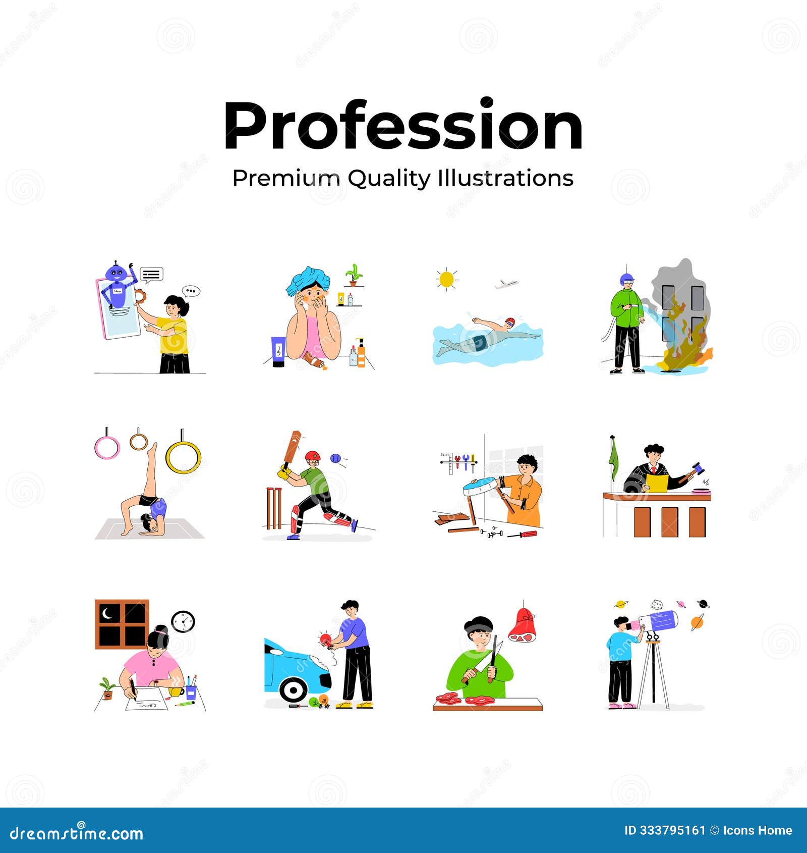 Pack of Professions and Occupations Related Illustrations Stock ...