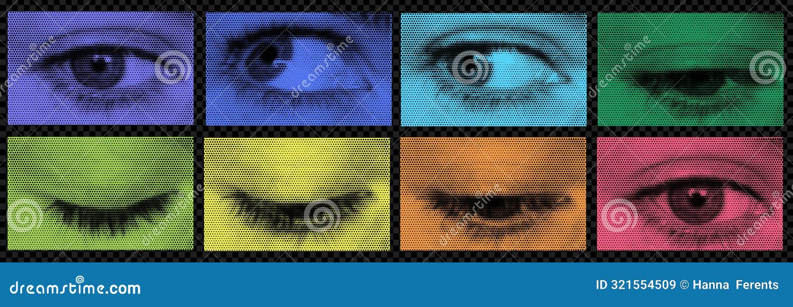 A Pack of Rainbow Eyes Cut Out As If from a Magazine. an Isolated Look ...