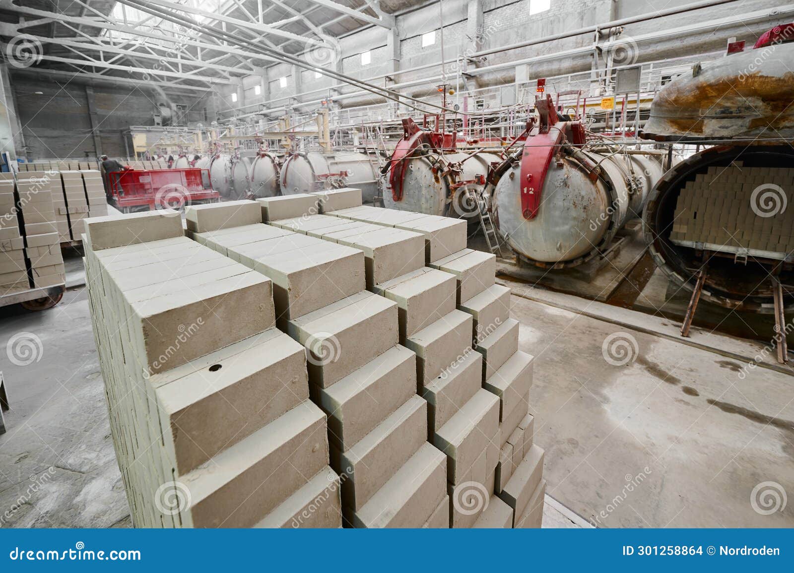Pack of Raw Bricks Prepared in Manufacturing Plant Workshop Stock Photo ...