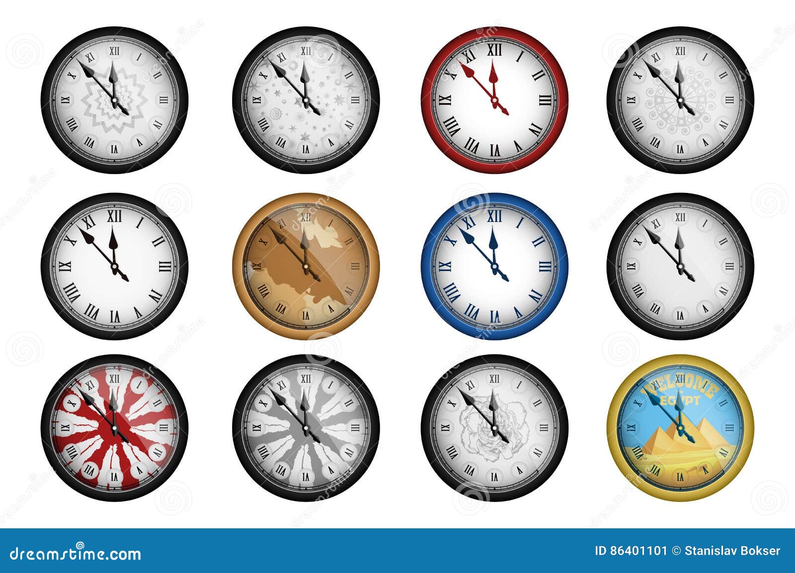 Vintage Clocks Set Clip Art Royalty-Free Stock Photography ...