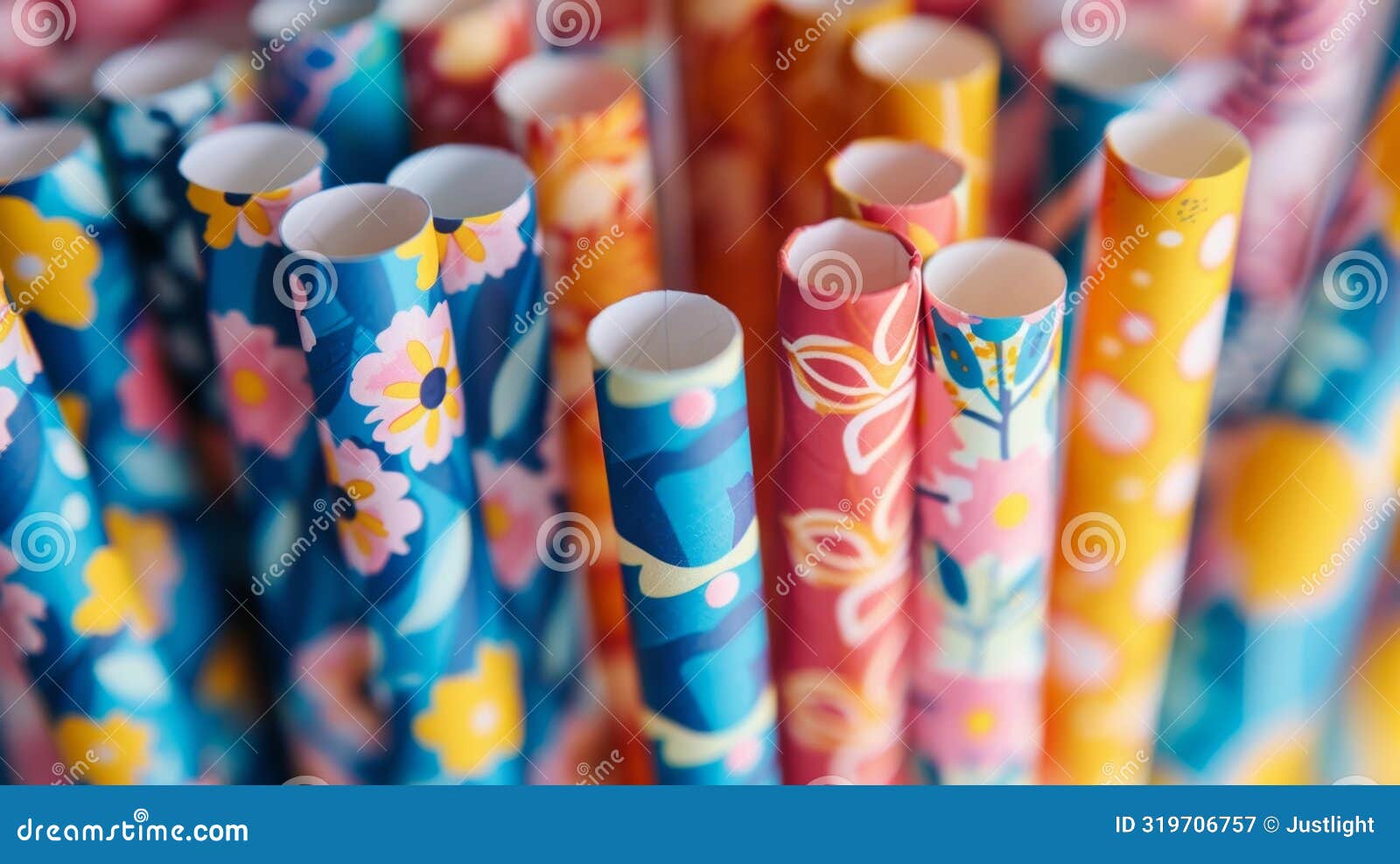 A Pack of Recycled Paper Straws Featuring Fun Patterns and Designs ...