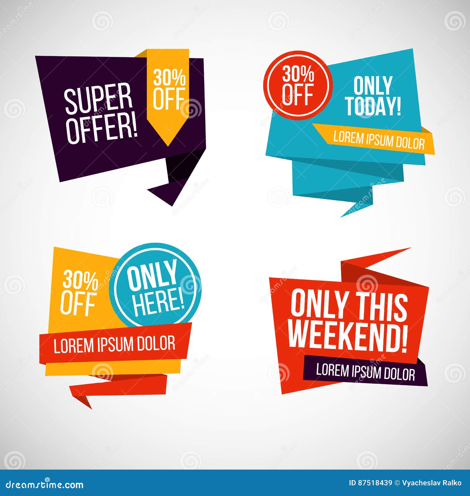 Pack Sale Stickers Flat Design. Vector Illustration Stock Vector ...