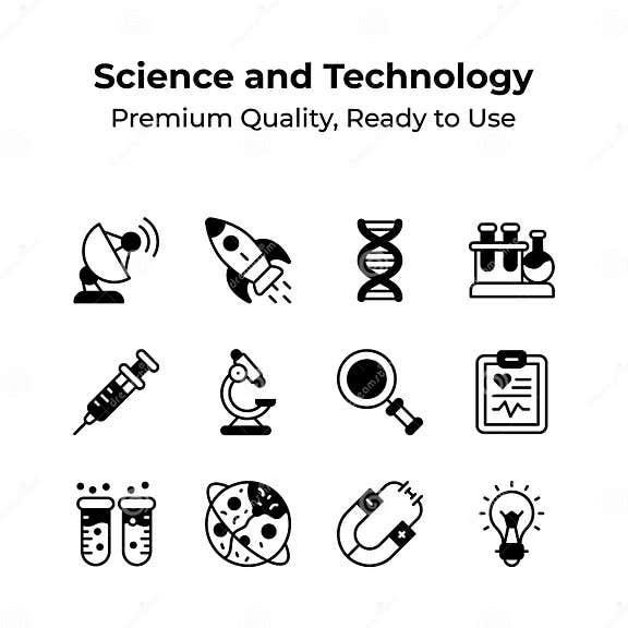 Pack of Science and Technology Icons in Modern Style Stock Vector ...