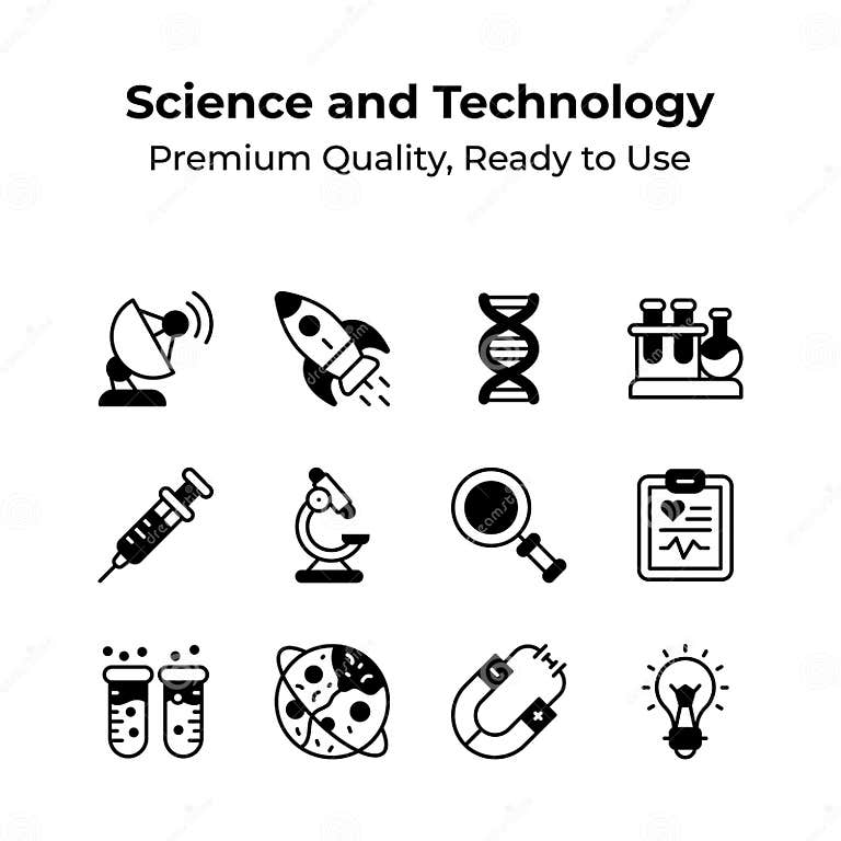 Pack of Science and Technology Icons in Modern Style Stock Vector ...