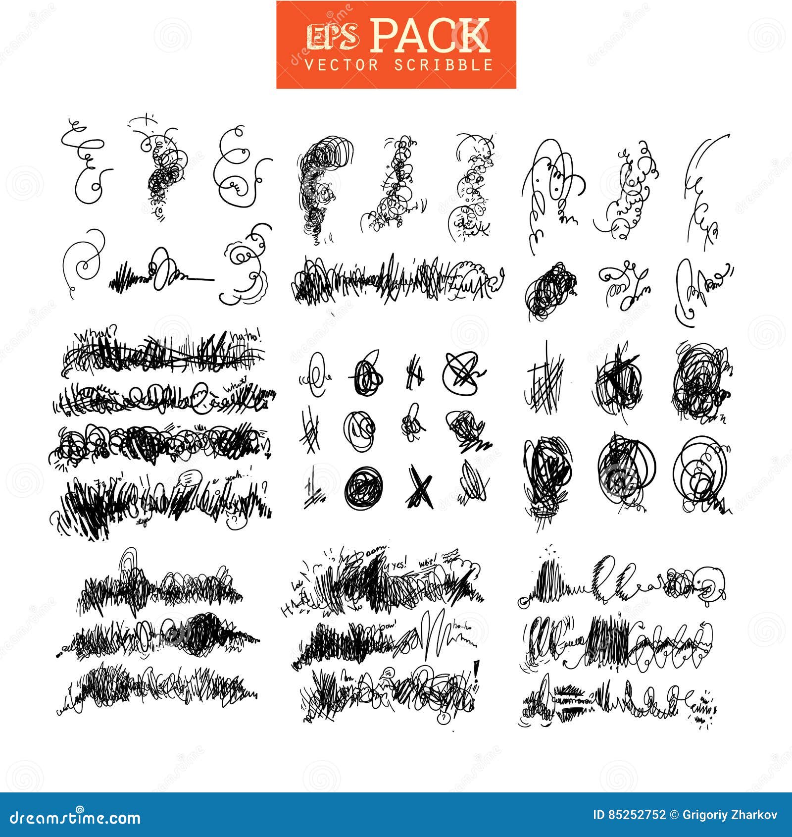 Pack of Scribble Elements. You Can Use it As Brush Stock Illustration - Illustration of pack ...
