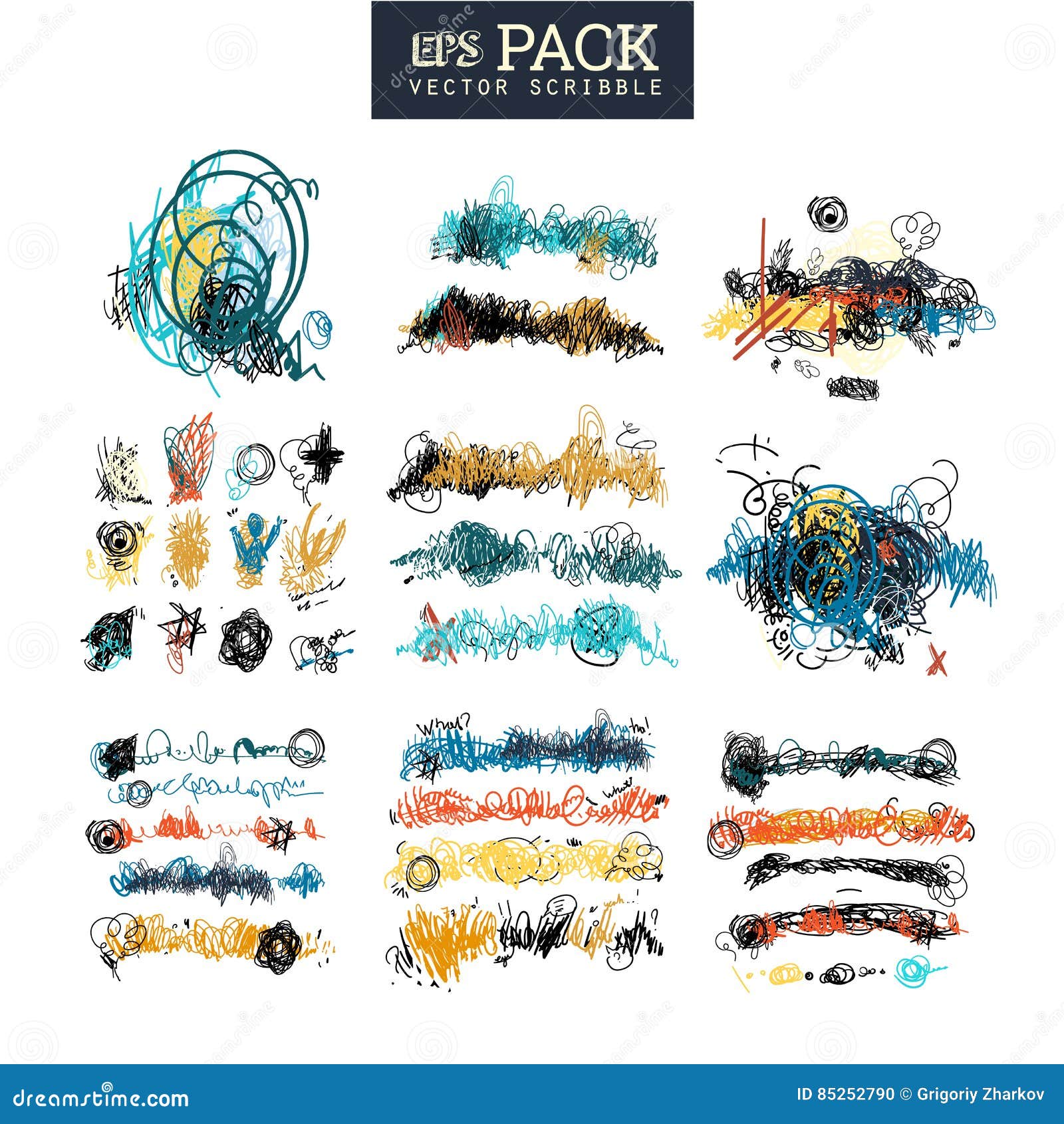 Pack of Scribble Elements. You Can Use it As Brush Stock Illustration - Illustration of doodle ...
