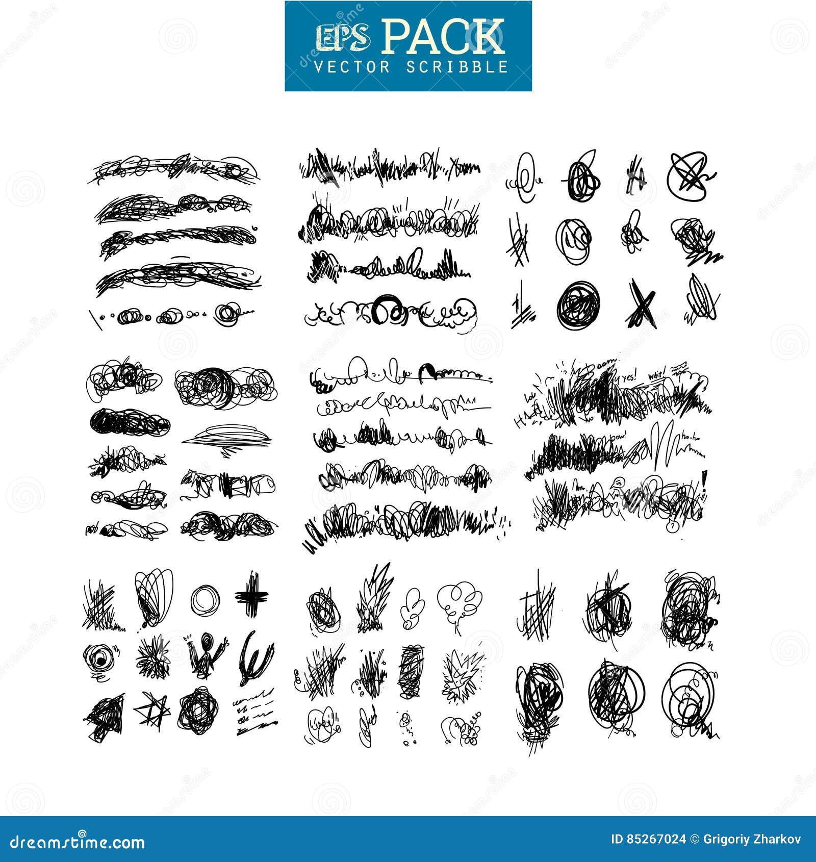 Pack of Scribble Elements. You Can Use it As Brush Stock Illustration ...
