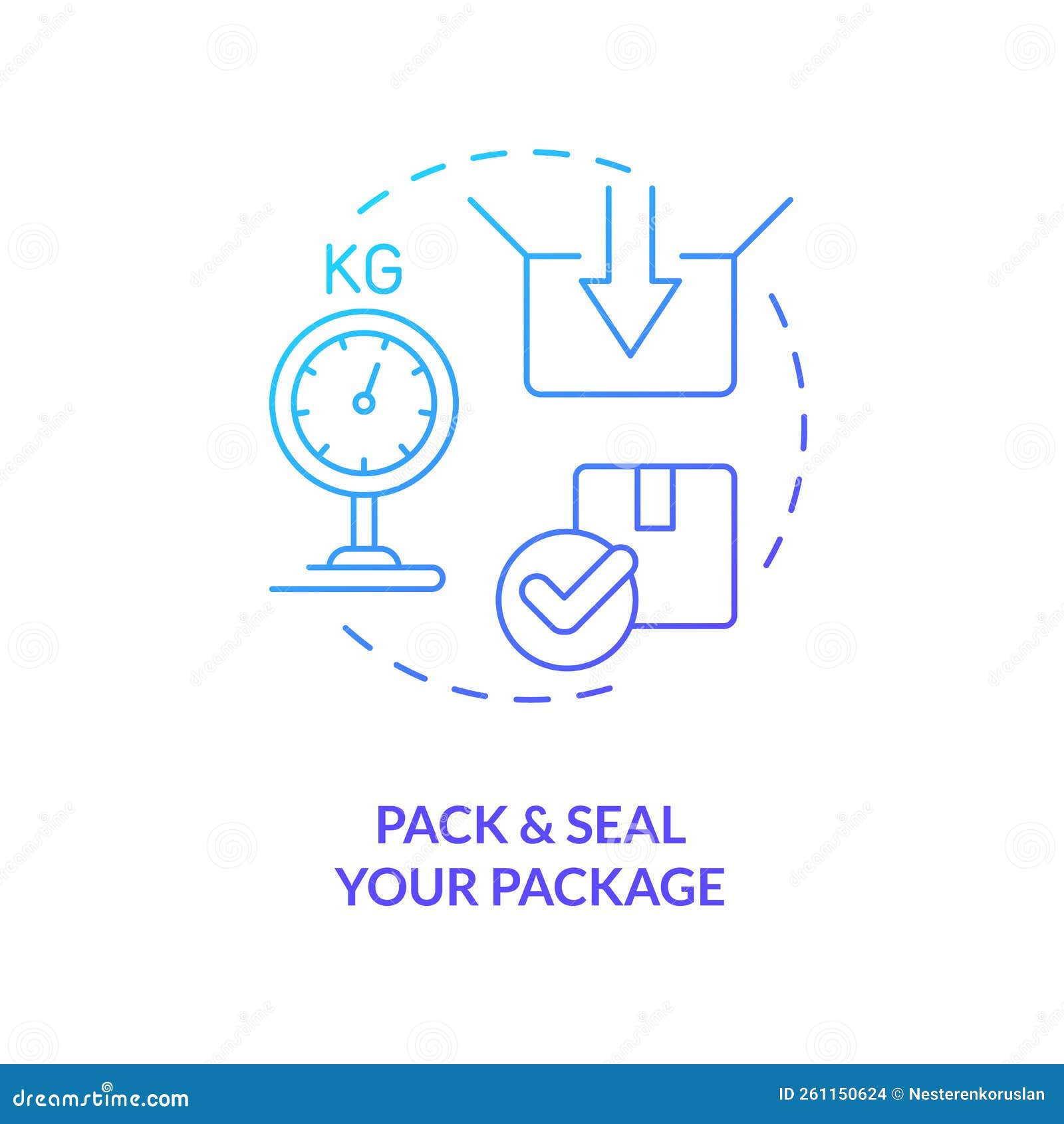 Pack and Seal Your Package Blue Gradient Concept Icon Stock Vector ...