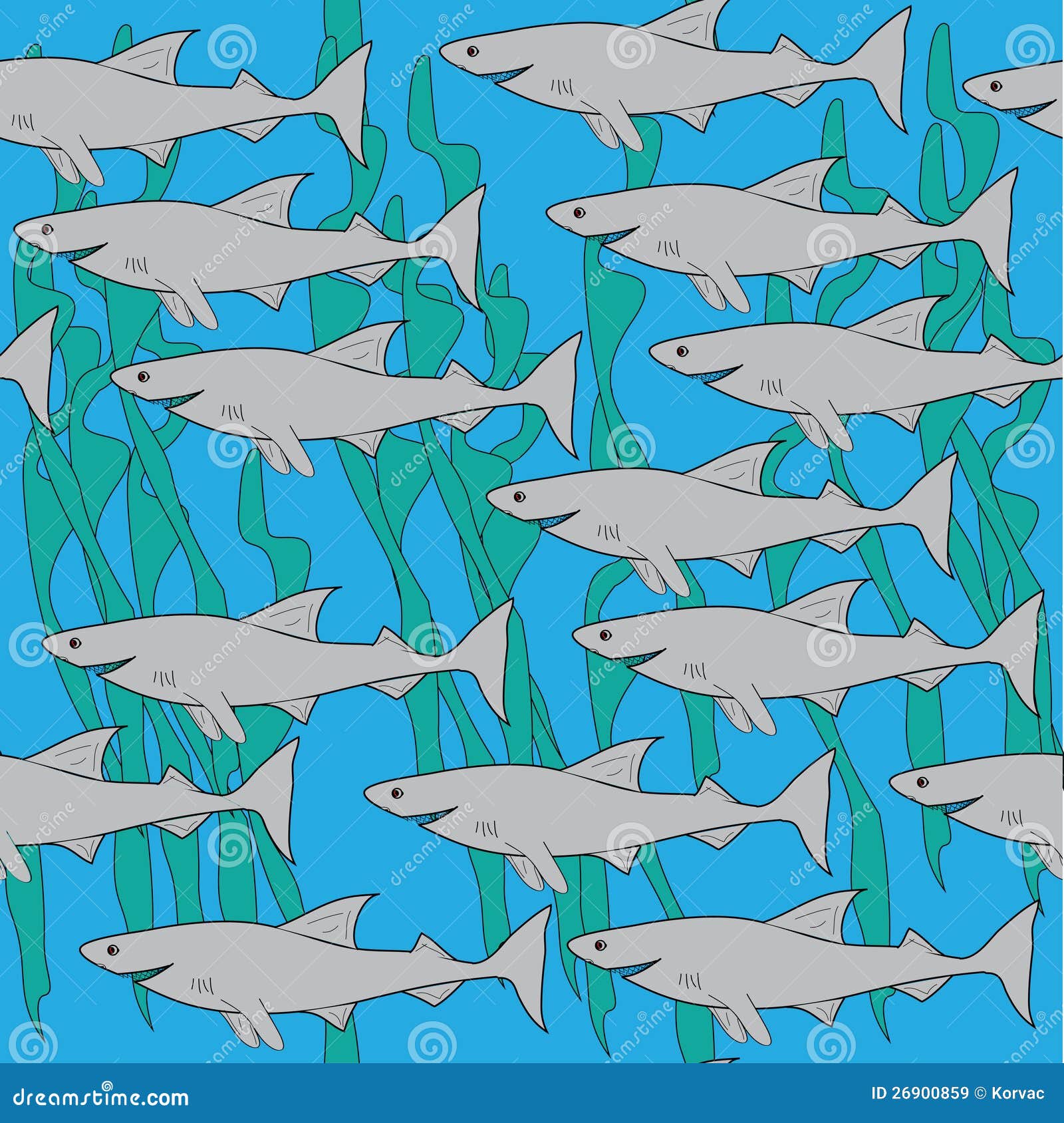 Pack of sharks stock vector. Illustration of seamless - 26900859