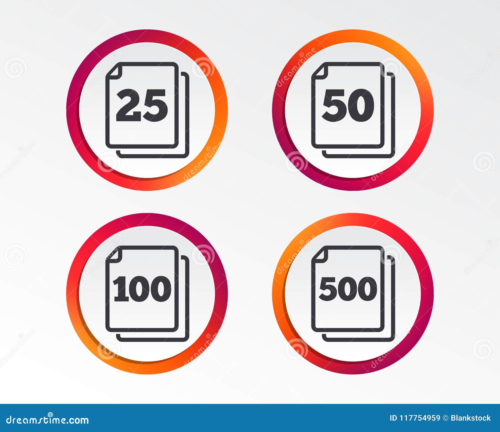 In Pack Sheets Icons. Quantity Per Package. Stock Vector - Illustration ...