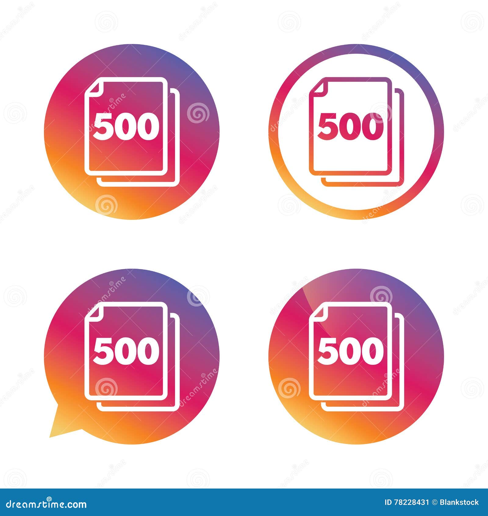 In Pack 500 Sheets Sign Icon. 500 Papers Symbol Stock Illustration ...