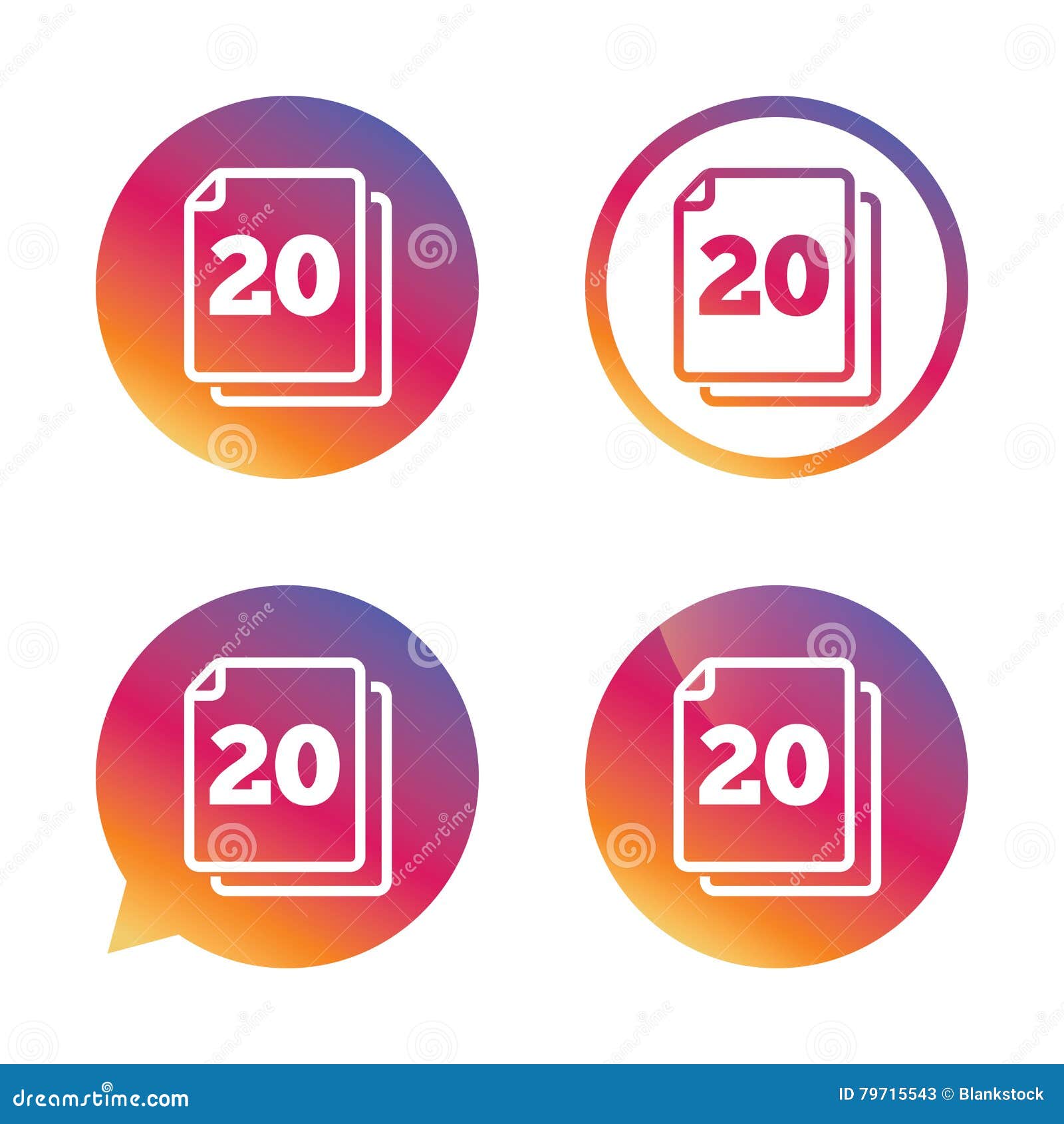 In Pack 20 Sheets Sign Icon. 20 Papers Symbol Stock Vector ...