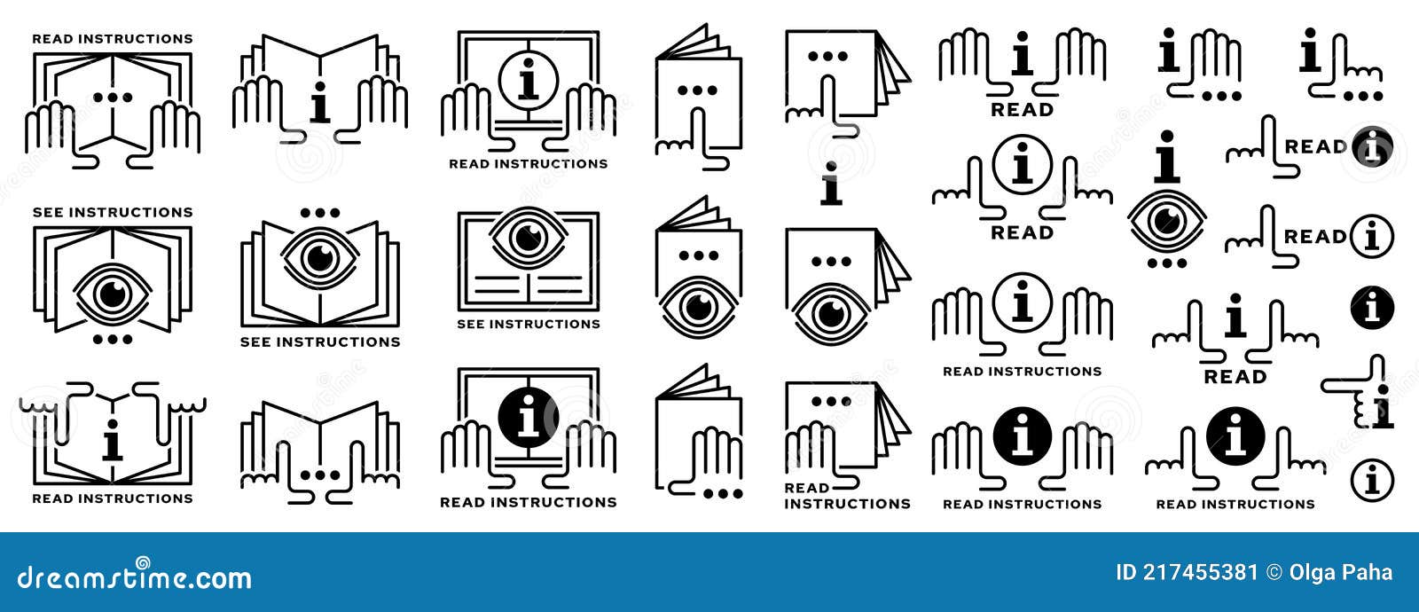 Pack Signs Read Instructions 3 Stock Vector - Illustration of ...