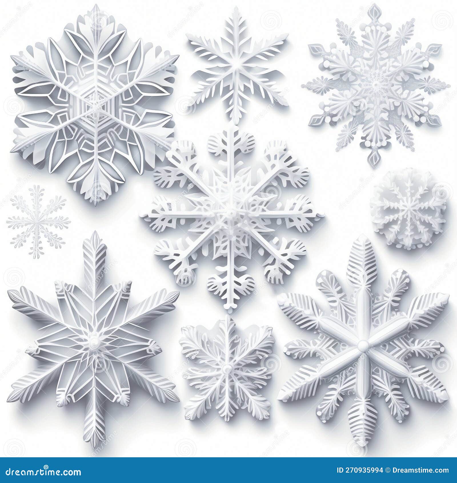 Pack of Simple Snowflakes, Created with Generative AI Stock ...