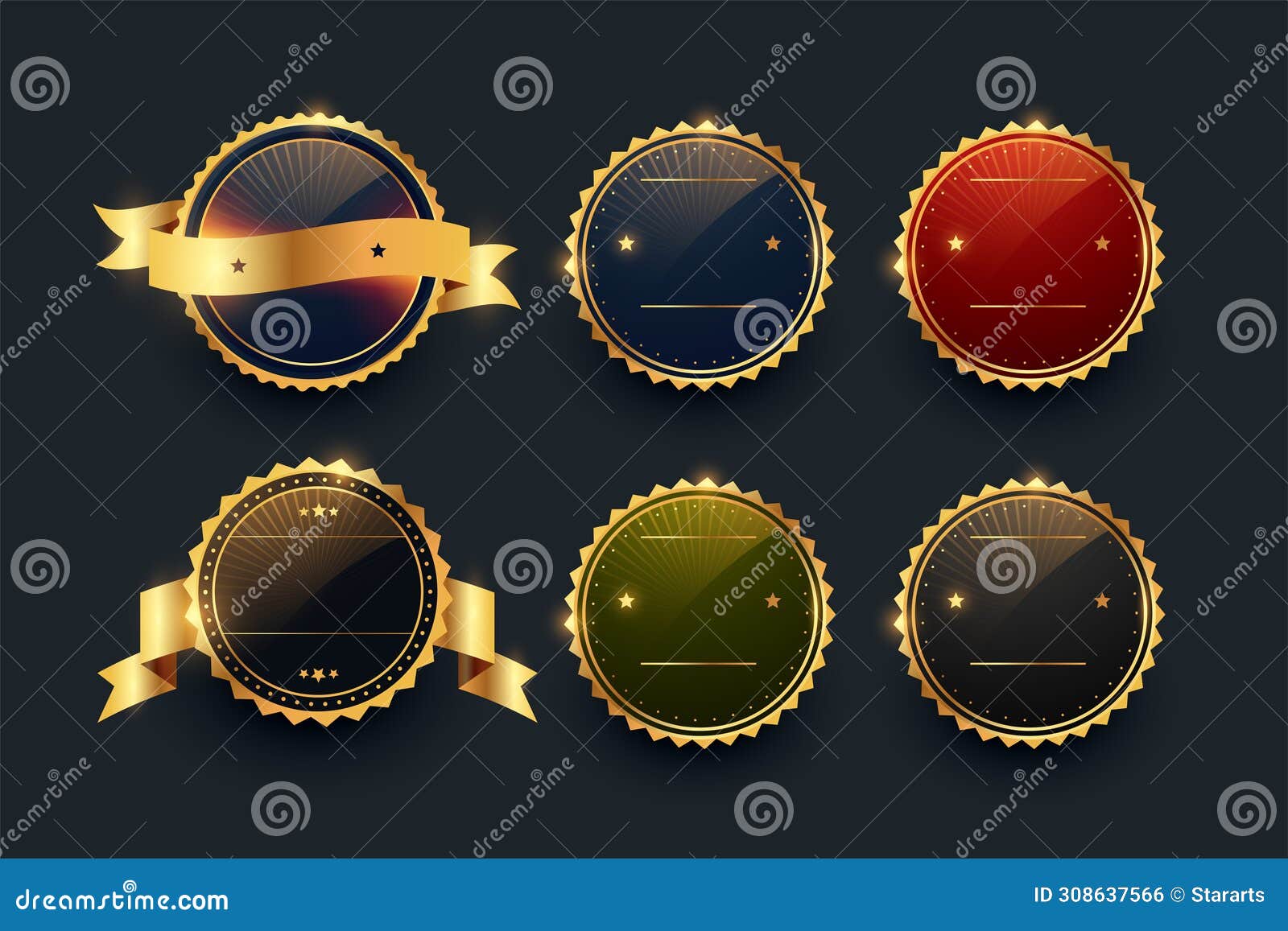 Pack of Six Premium Round Emblem Symbol Design Stock Illustration ...
