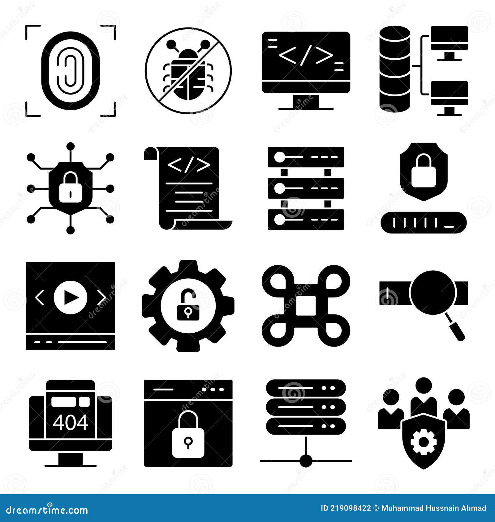 Pack of Smart Security Solid Icons Stock Vector - Illustration of ...