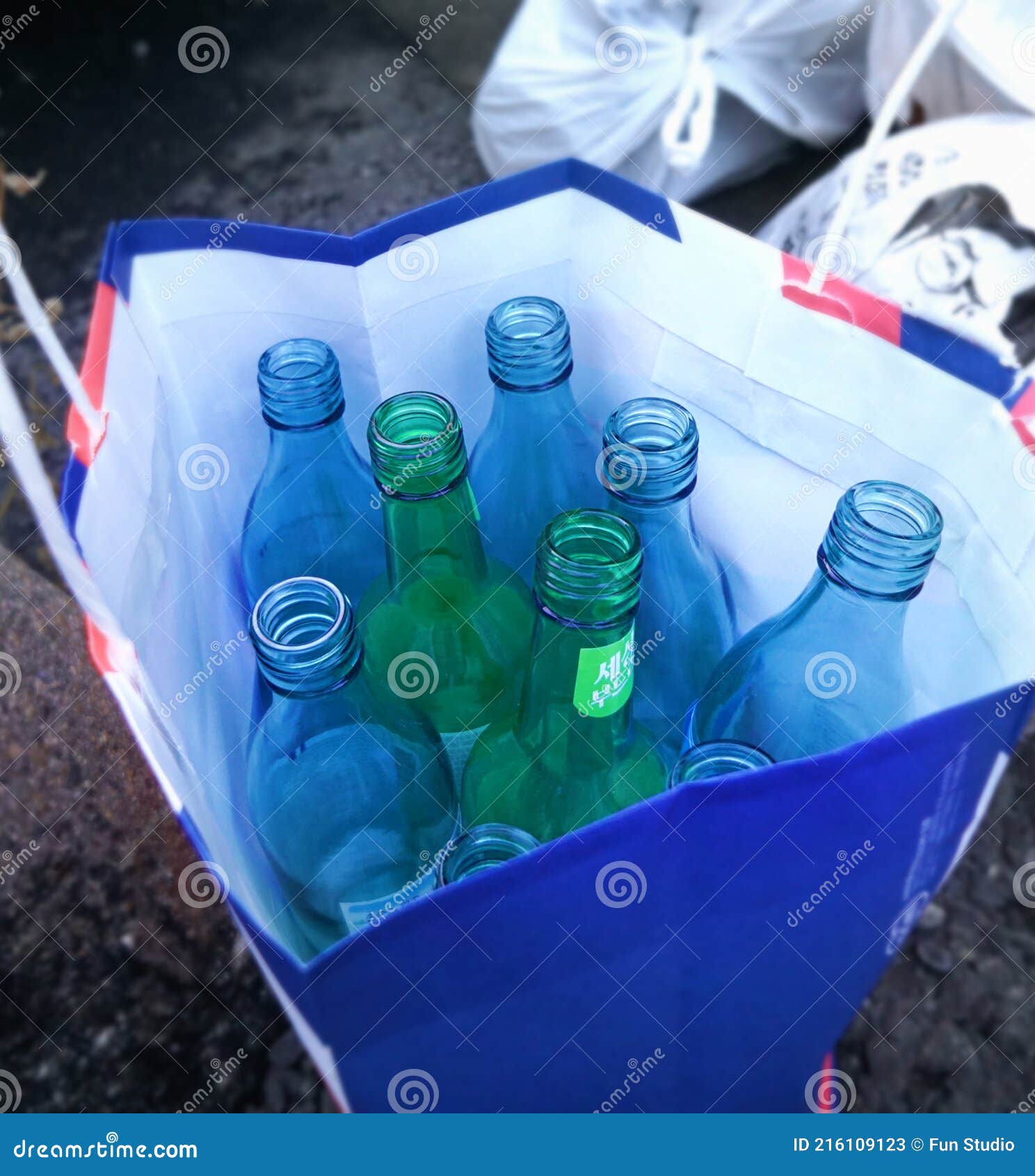 A Pack of Soju Bottles is in the Garbage Collection Yard Stock Image ...