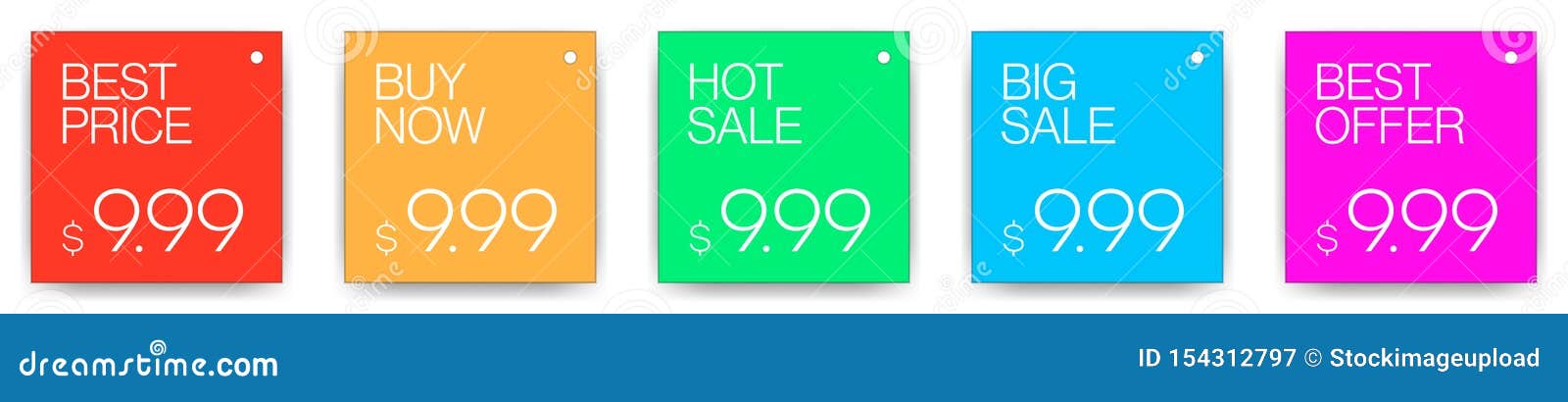 Pack of 5 Square Product Price Tags with Different Background Colours ...