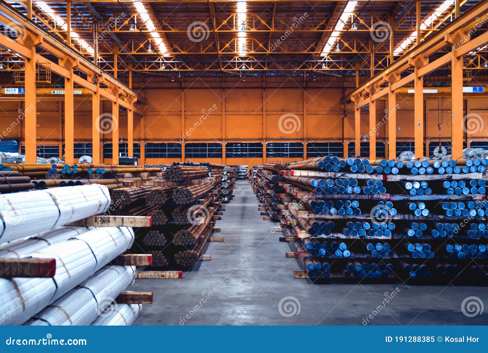 Pack of Steel Round Bar Stack in Layer Inside Large Distribution ...