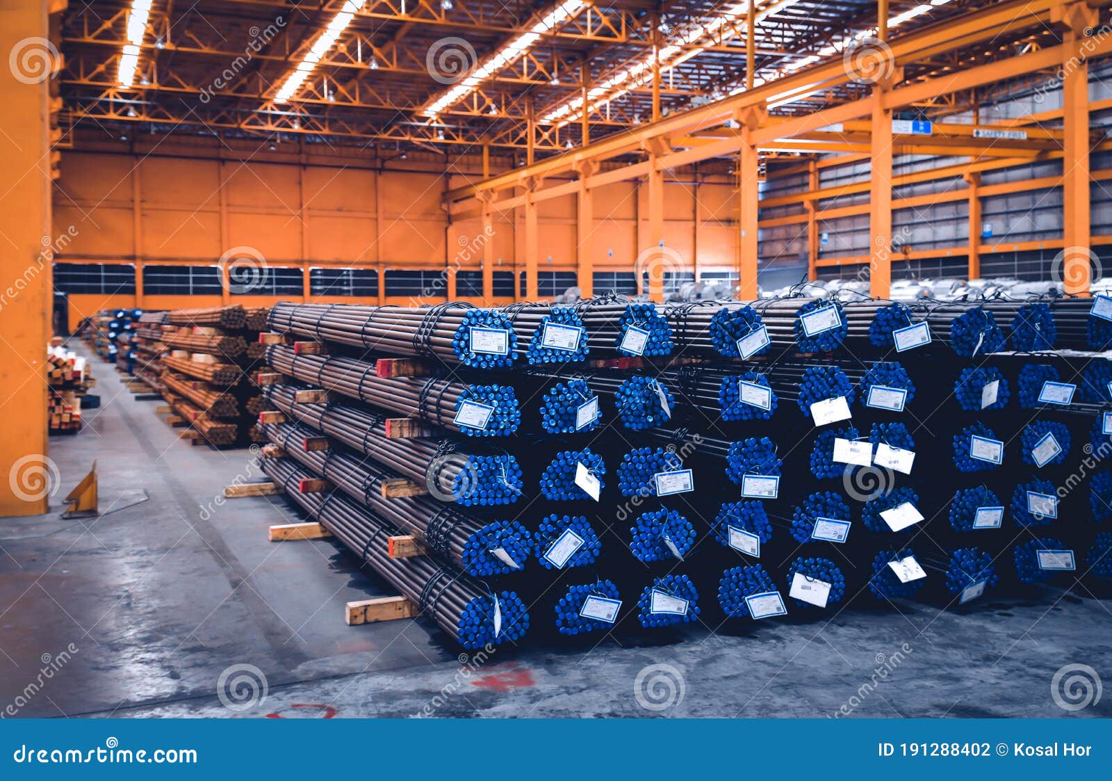 Pack of Steel Round Bar Stack in Layer Inside Large Distribution ...