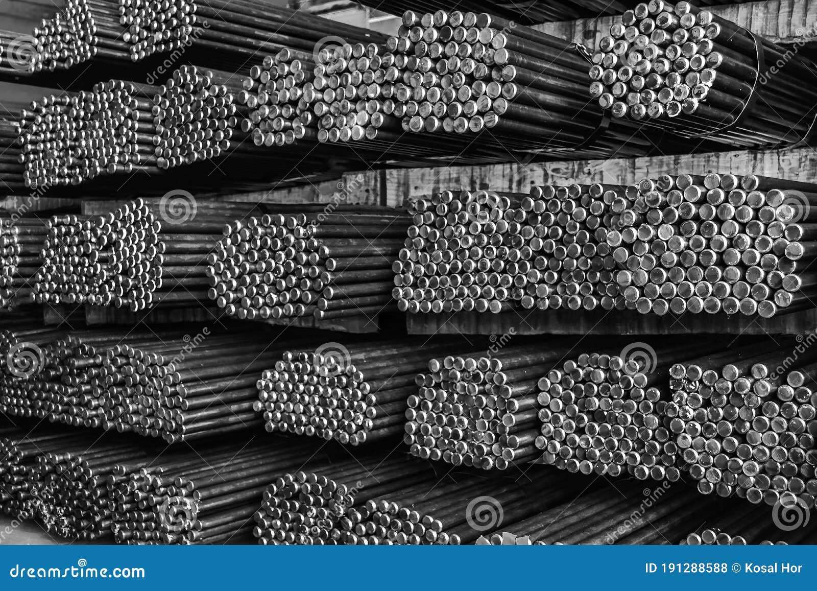 Pack of Steel Round Bar Stack in Layer Inside Large Distribution ...