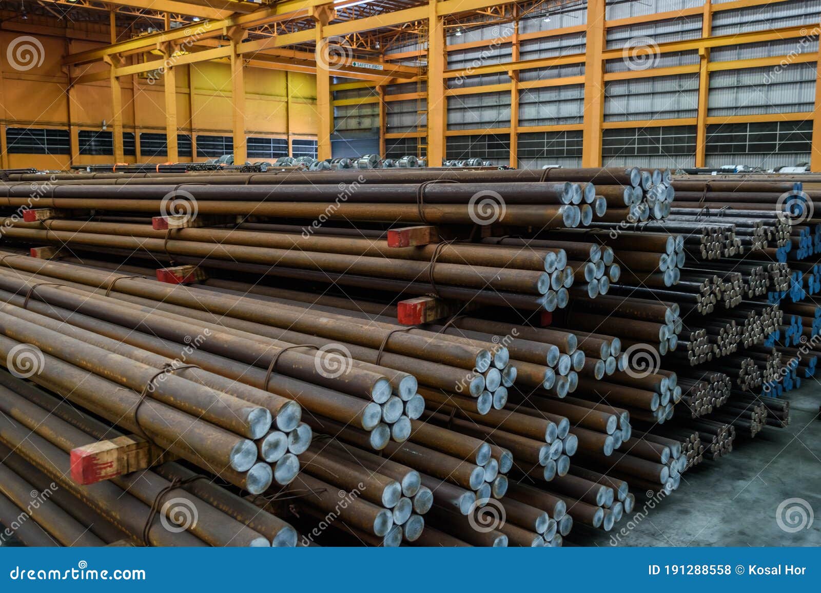 Pack of Steel Round Bar Stack in Layer Inside Large Distribution ...