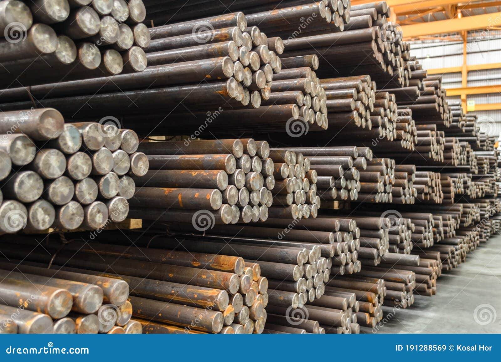 Pack of Steel Round Bar Stack in Layer Inside Large Distribution ...