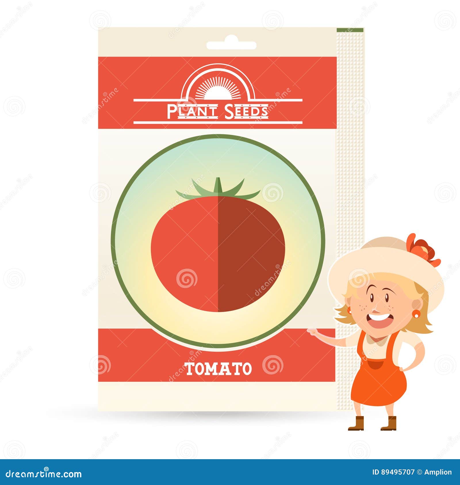 Pack of Tomato seeds stock vector. Illustration of green - 89495707