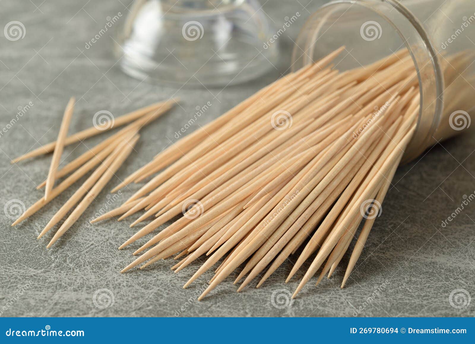 Toothpicks In Plastic Containers On A Blue Background Royalty-Free ...