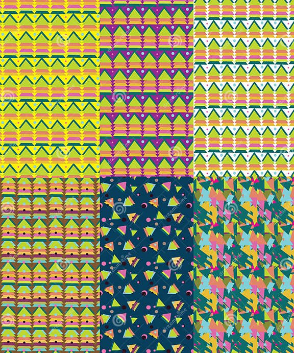 Pack of 6 Triangle Abstract Seamless Patterns Stock Vector ...