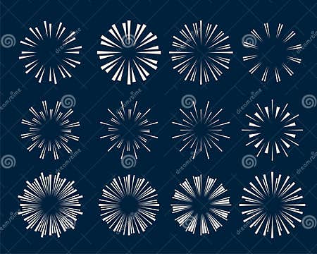 Pack of Twelve Bursting Sunbeam Symbol Designs Stock Vector ...