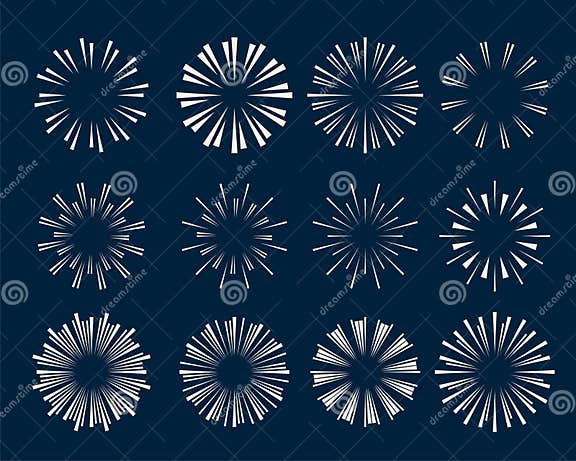 Pack of Twelve Bursting Sunbeam Symbol Designs Stock Vector ...