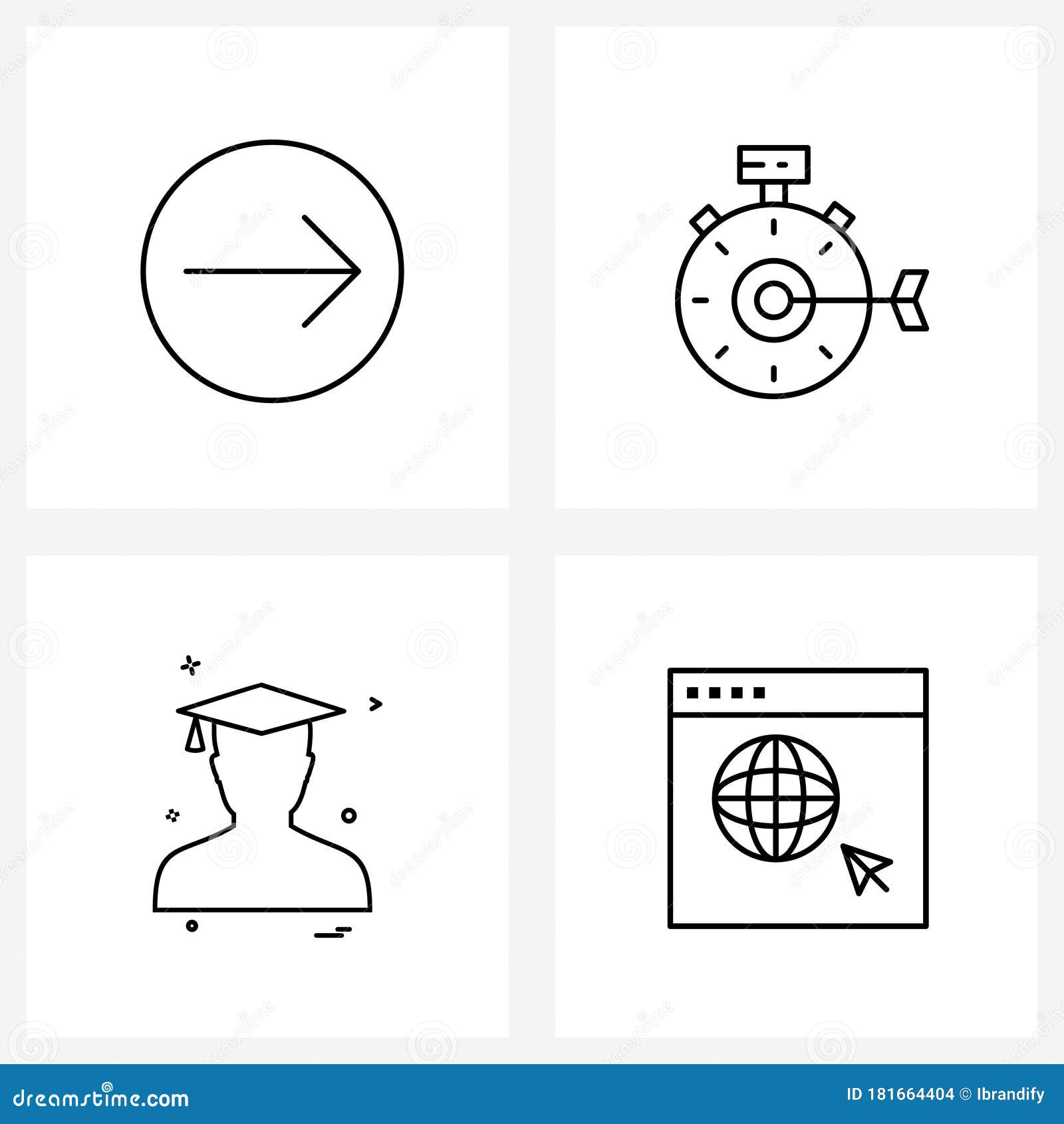 Pack of 4 Universal Line Icons for Web Applications Arrow, Profile ...