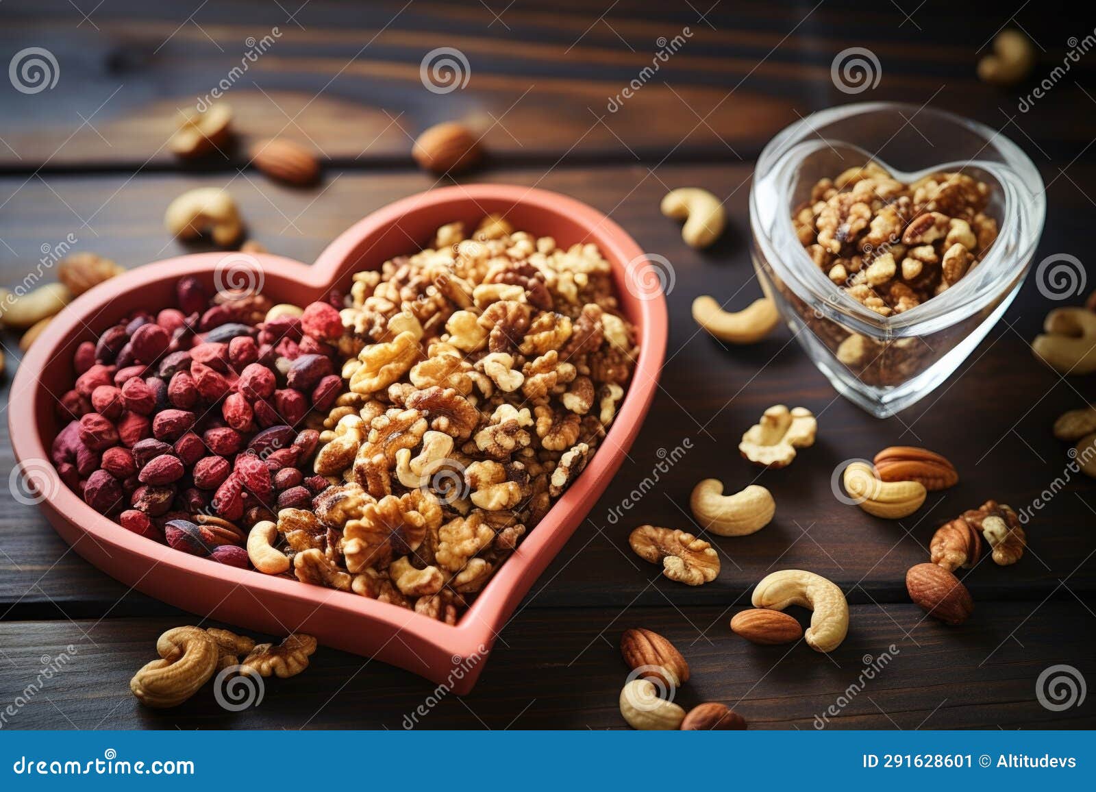 A Pack of Unsalted Nuts Next To a Heart-shaped Plate Stock Image ...