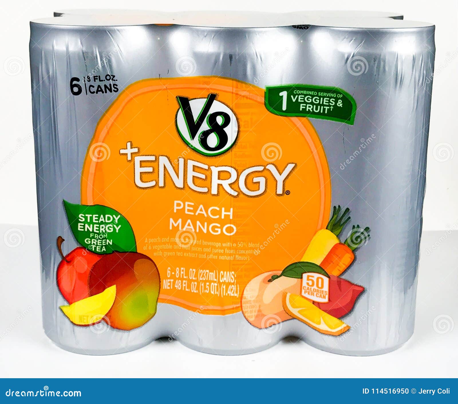 6 Pack of V8 Plus Energy on a White Backdrop Editorial Image - Image of ...