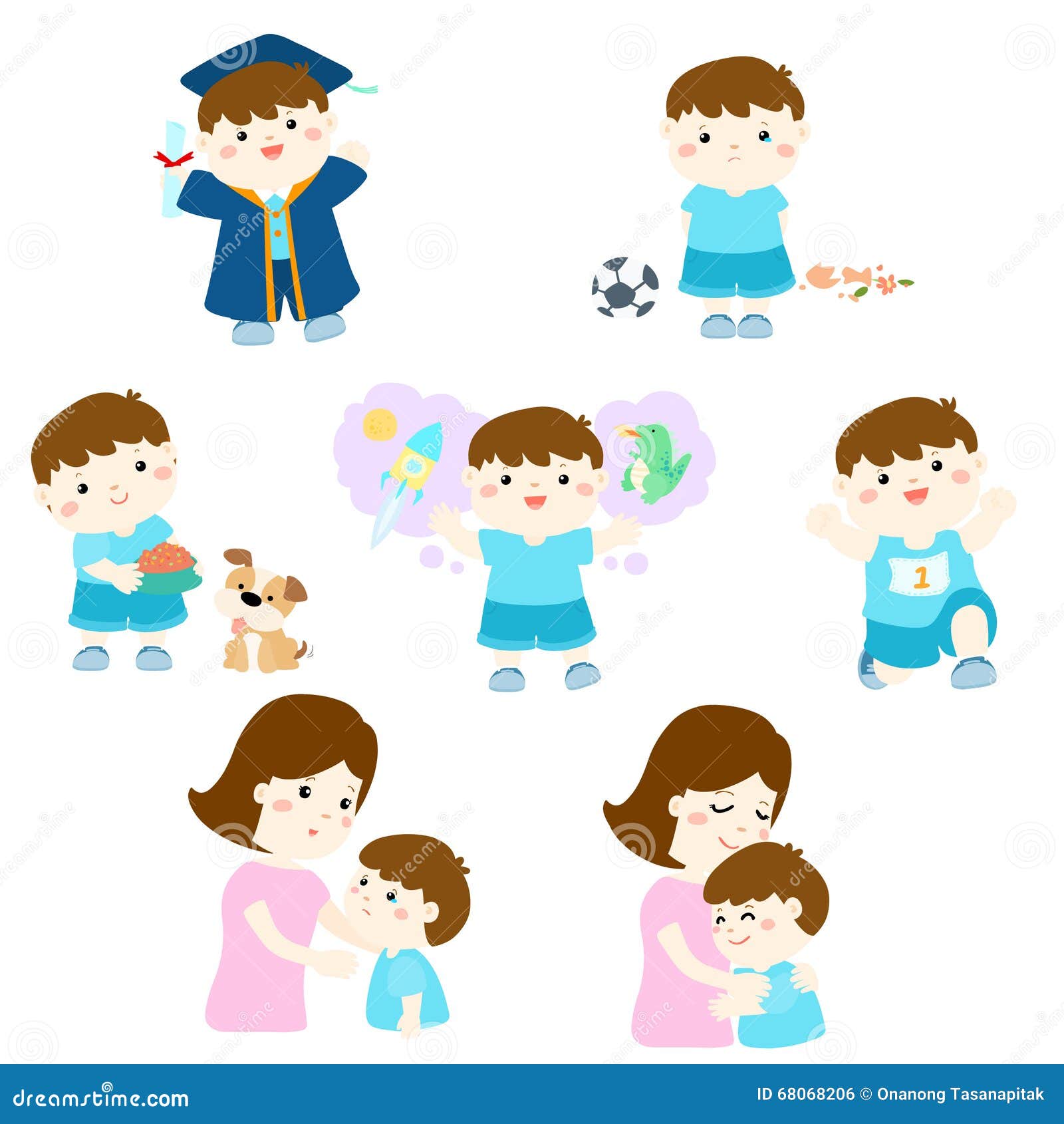 Pack of Variety Boy Activity Cartoon Character Stock Vector ...