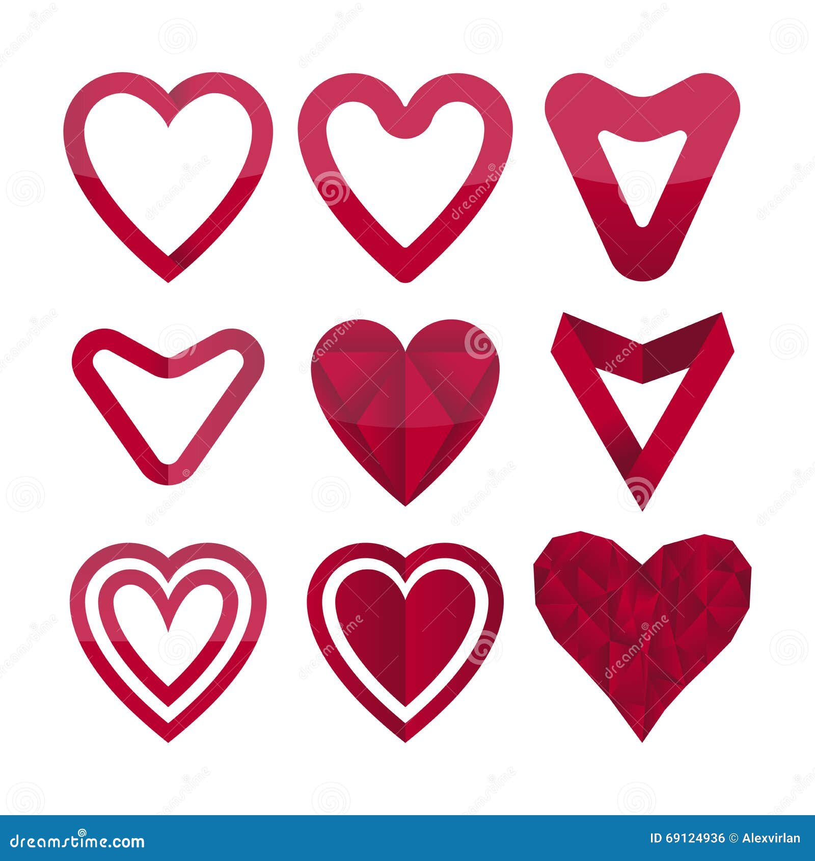 Pack of Vector Heart Shaped Elements Stock Vector - Illustration of ...