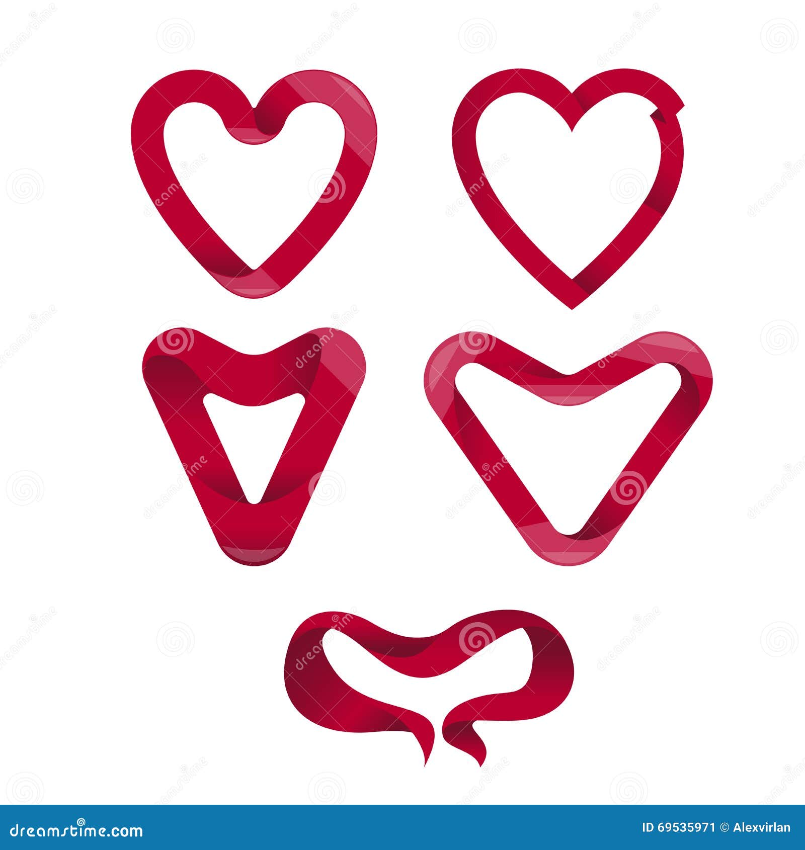 Pack of Vector Heart Shaped Elements Stock Vector - Illustration of ...