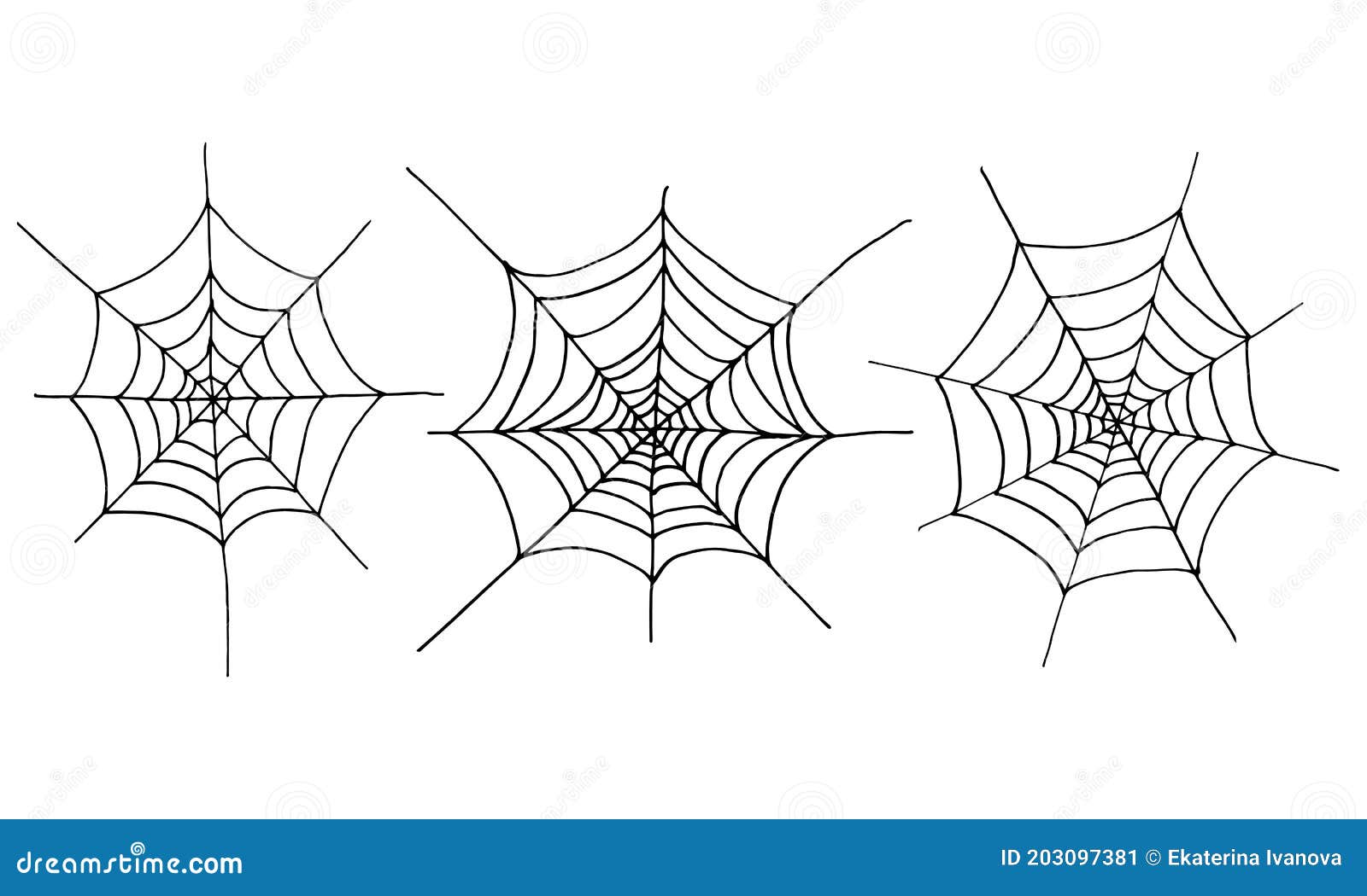 Pack of Vector Illustrations of Cobwebs Drawn by Hands. Decoration ...