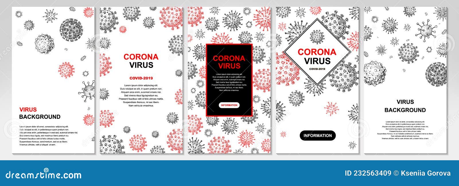 Pack of Vertical Virus Design with Hand Drawn Elements for Banners ...