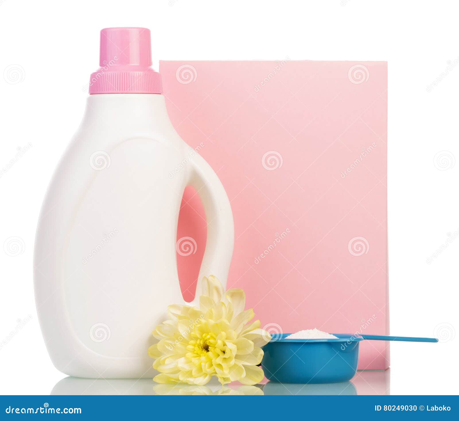 Pack Washing Powder in Measuring Cup, Bottle Liquid, Flower Isolated ...