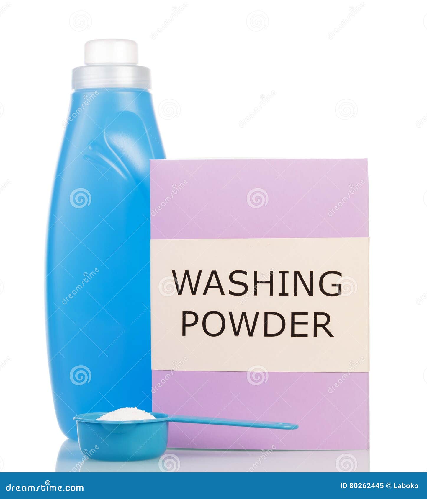Pack Washing Powder in Measuring Cup, Bottles with Liquid Isolated ...