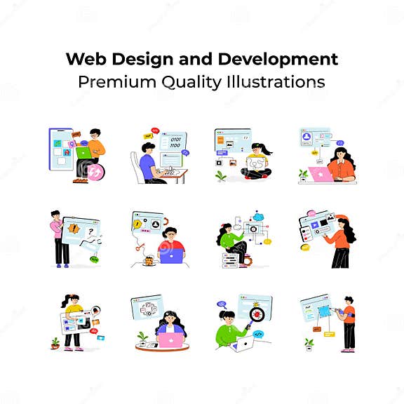 Pack of Web Design and Development Illustrations Stock Illustration ...