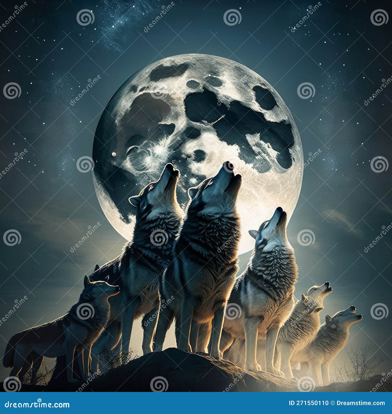 Wolves Under The Moon Stock Photo | CartoonDealer.com #48587808