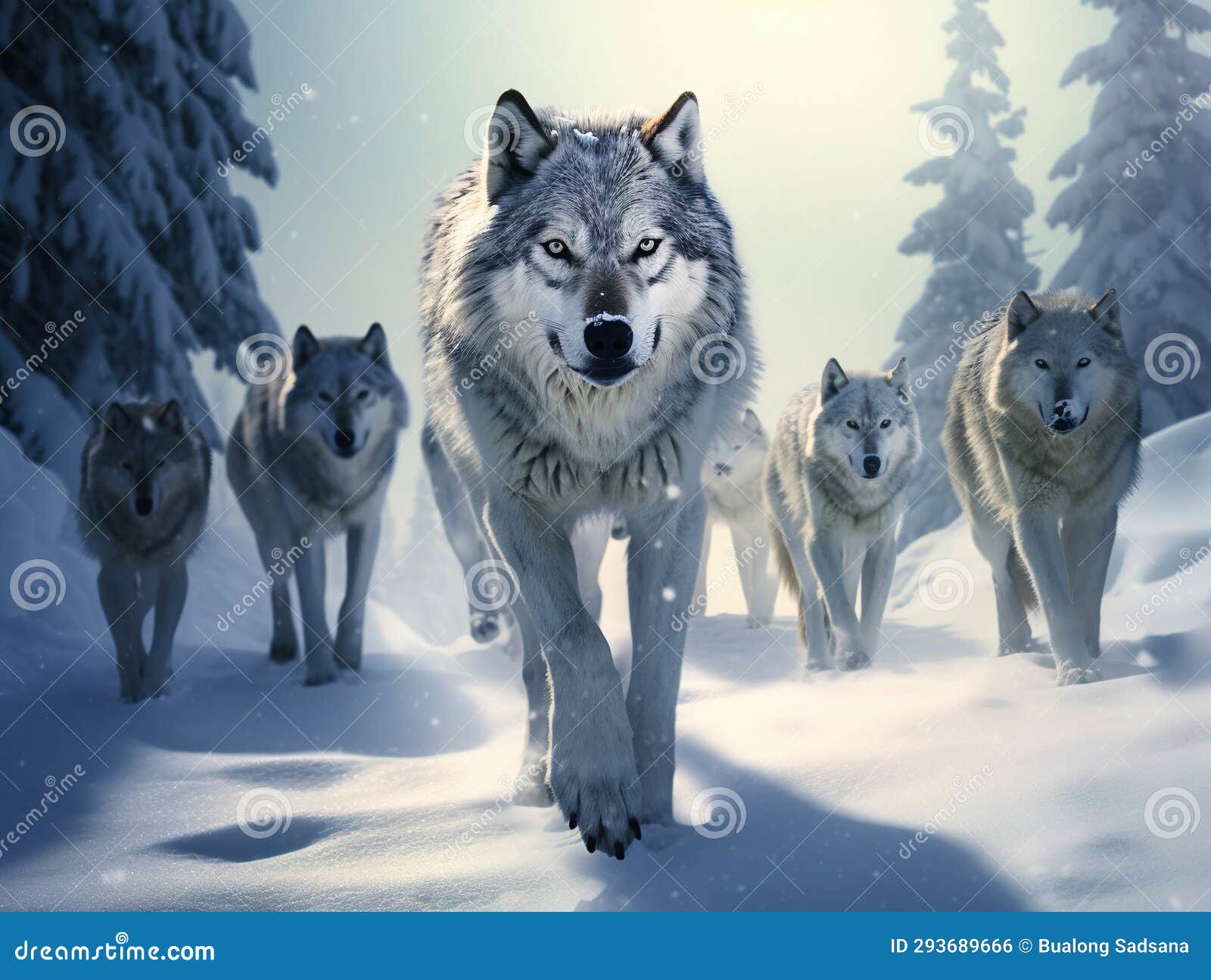 Ai Generated Illustration Wildlife Concept of a Pack of Wolves Stock ...